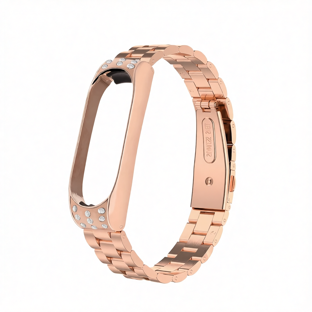 Сменный ремешок MyPads Inox Clip, для Xiaomi Mi Band 5, стальной, металлический, розовое золото