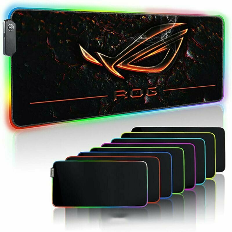 Игровой коврик Asus ROG, 40х90 см, зеркальный/лазурный/кремовый, нескользящая основа