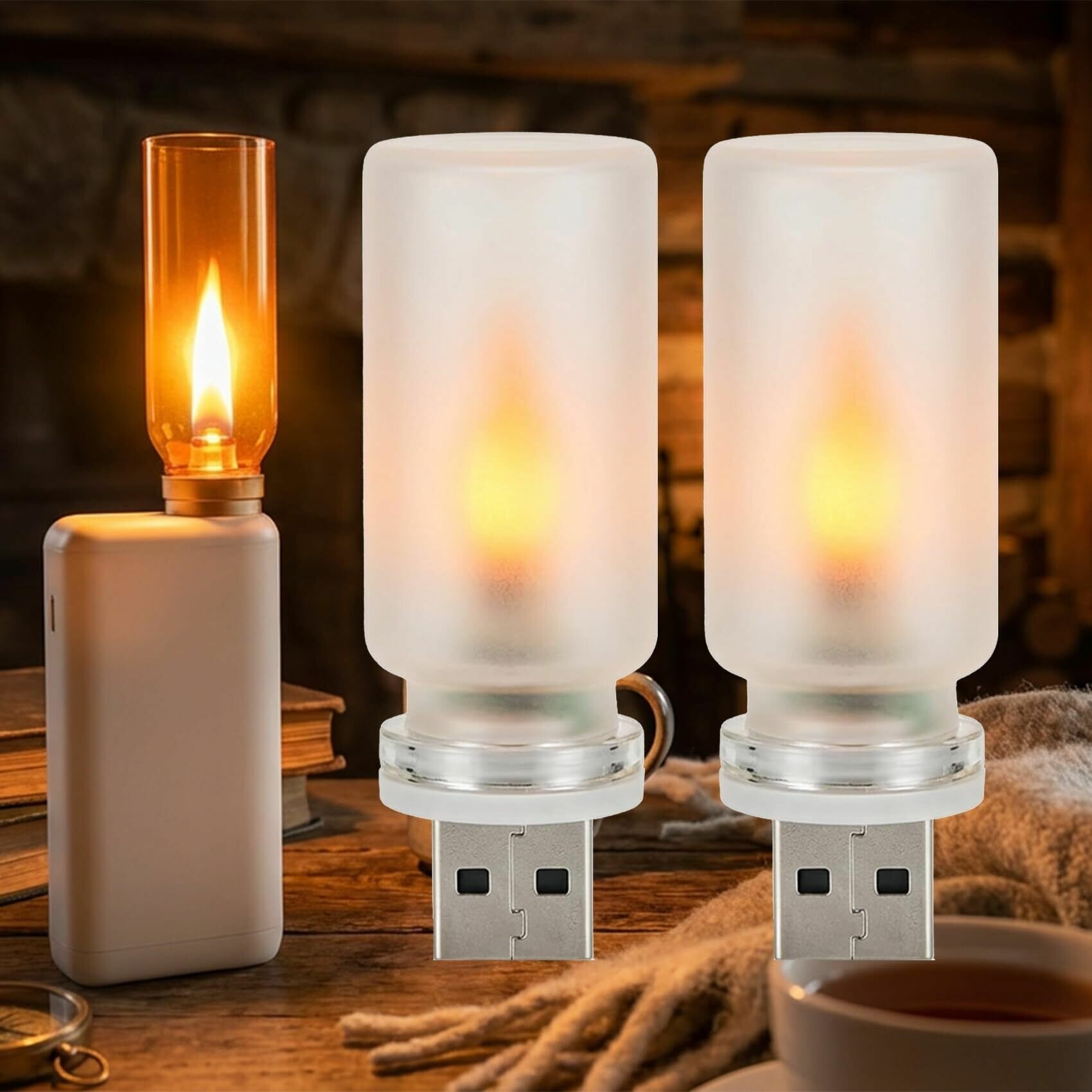 USB-лампа с эффектом пламени, портативная свеча LED с пультом и таймером, идеально подходит для украшения дома, настройки видеоигр и кемпинга