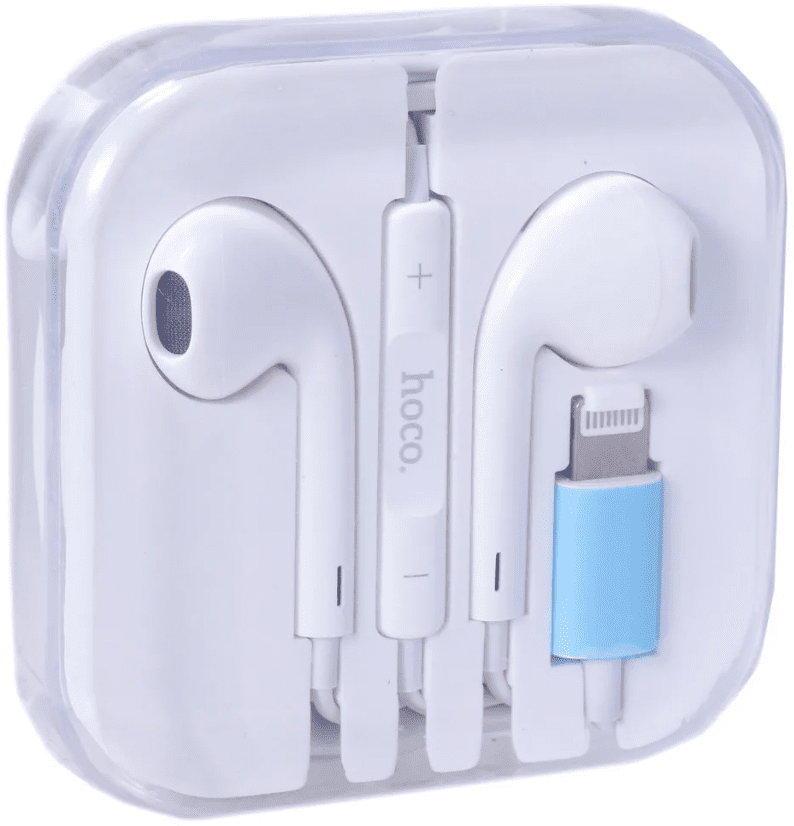 Стереонаушники Hoco L7 Plus с микрофоном Lightning белыеСтерео