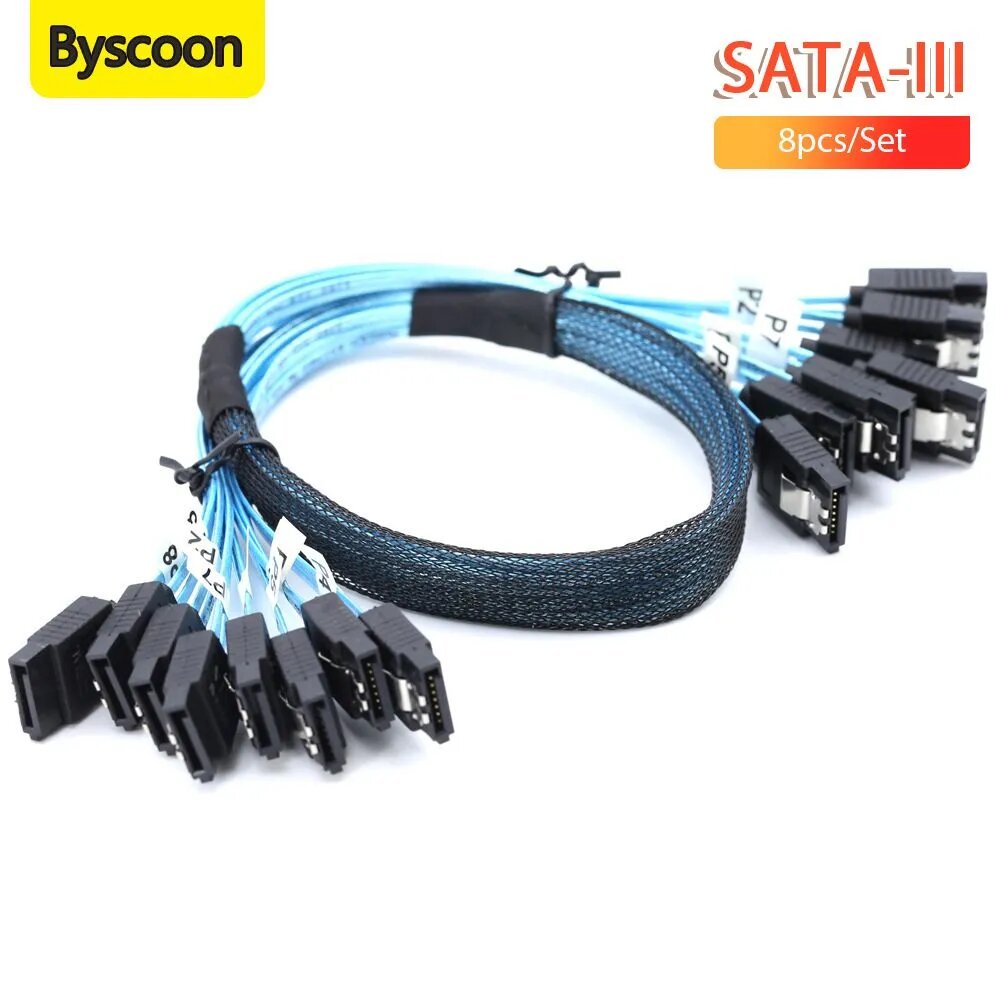 Кабель для подключения периферийных устройств SATA/eSATA 7-pin/SATA/eSATA 7-pin, 1 м, лазурный