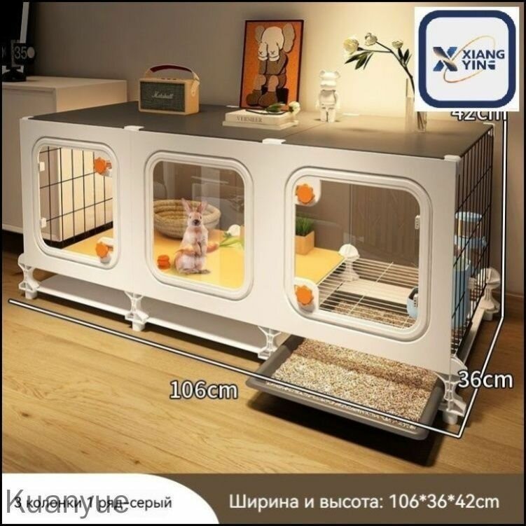 Эксклюзивная просторная клетка Катюша 106x36x42 см для содержания кроликов, грызунов и морских свинок
