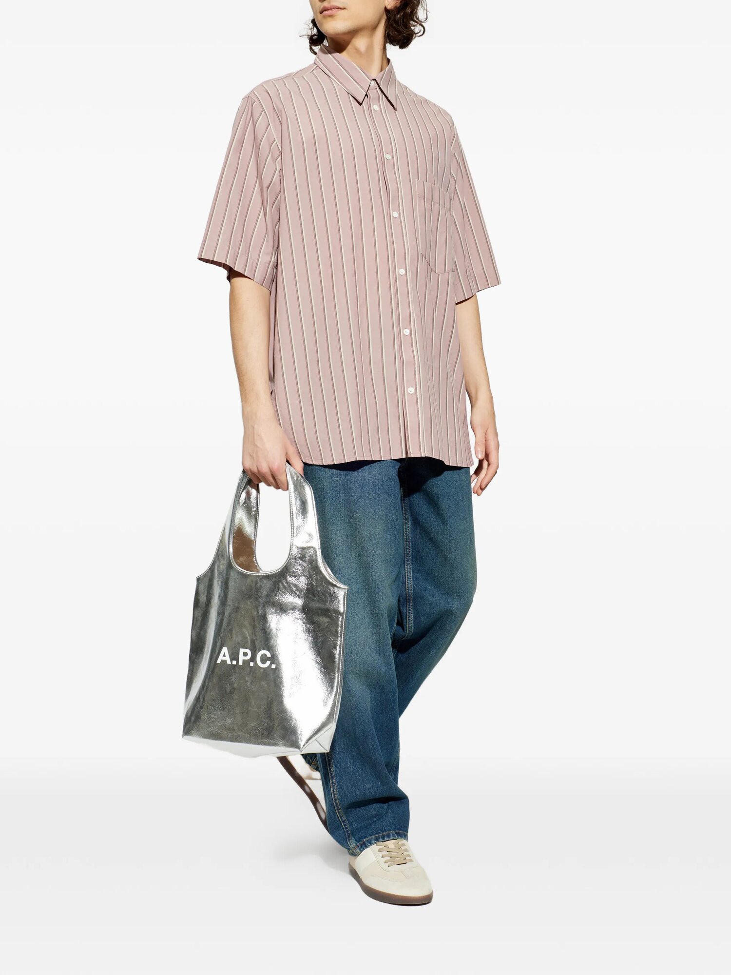 Рубашка Isabel Marant Striped pocket shirt, размер S, розовый — фото 1