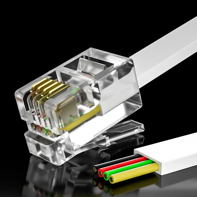 RJ9 к RJ9 телефонный кабель 0.5M, Black 4P4C Cable