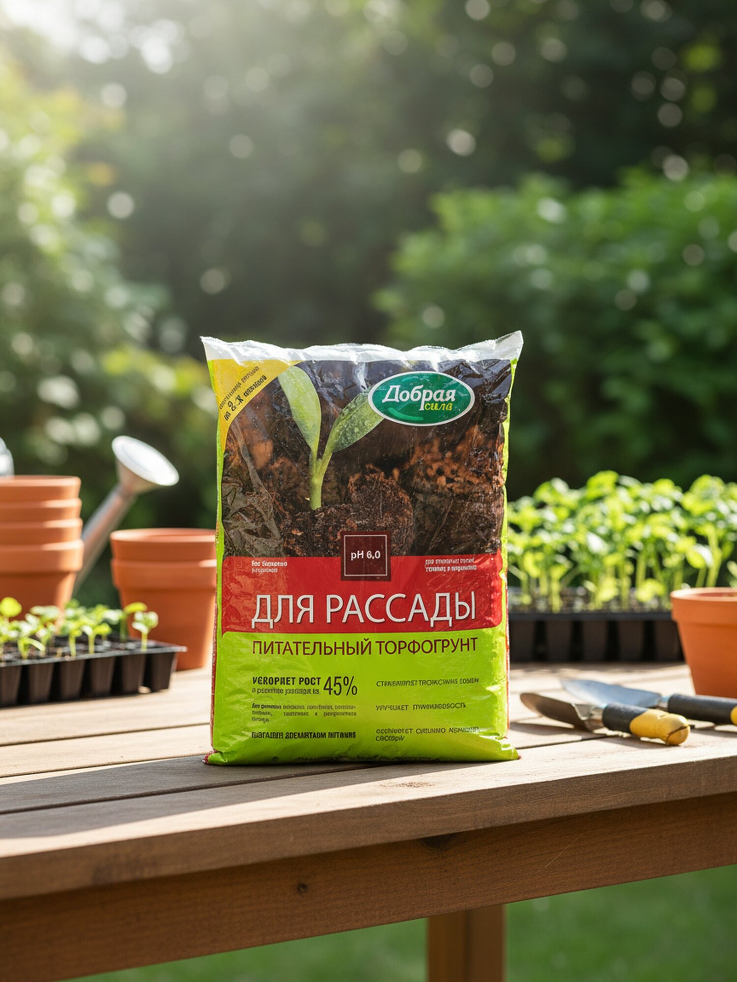 Питательный грунт для рассады Добрая сила 10л, универсальная почвосмесь на основе торфа под овощи и цветы