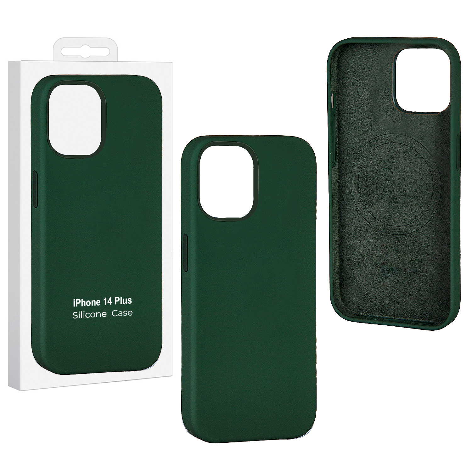 Чехол для iPhone 14 PLus Silicon Case Olive, анимация NFC, поддержка беспроводной зарядки, оливковый зеленый