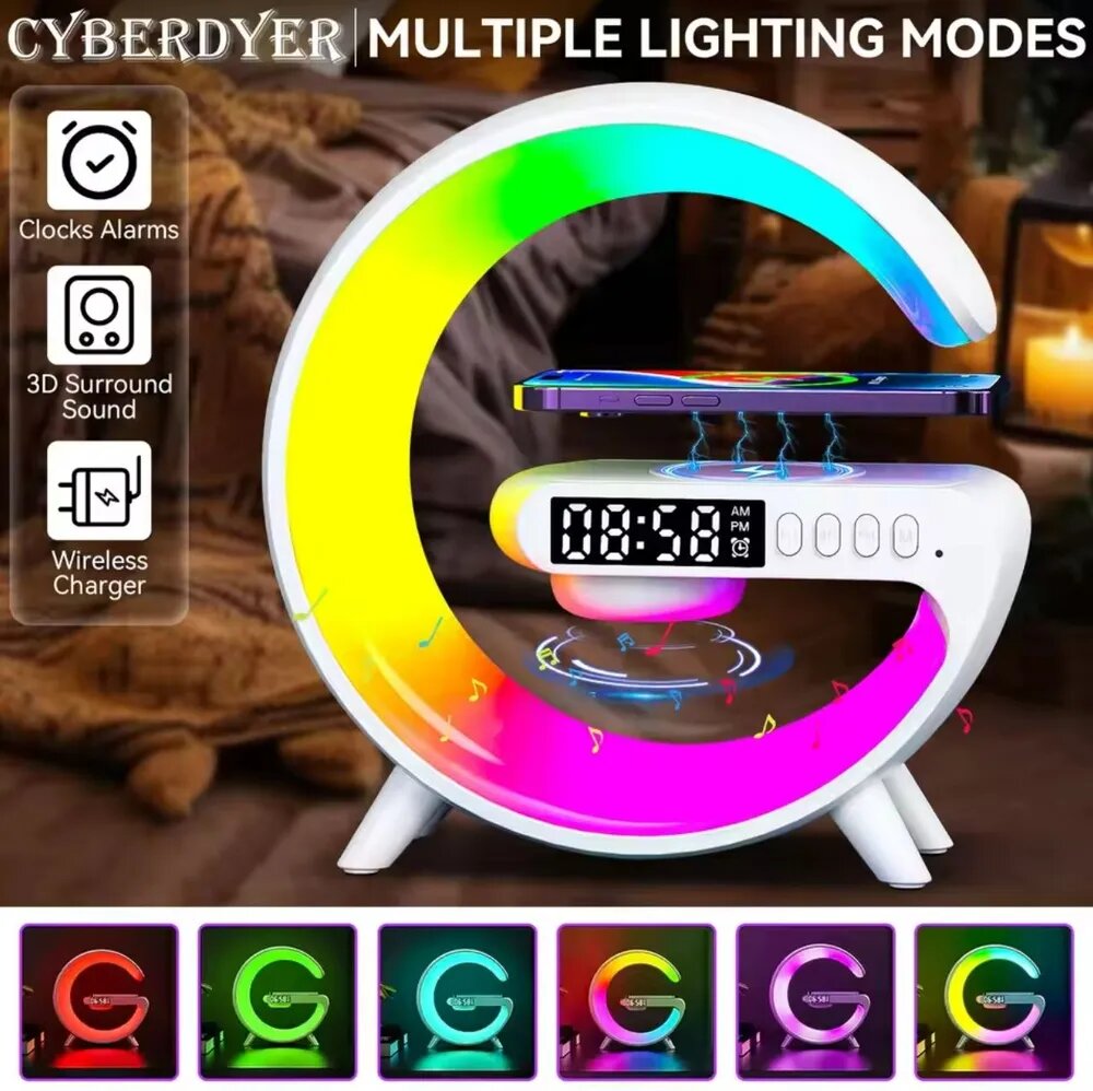 Многофункциональная стойка динамик RGB ночной свет 15W быстрое зарядное устройство для телефона