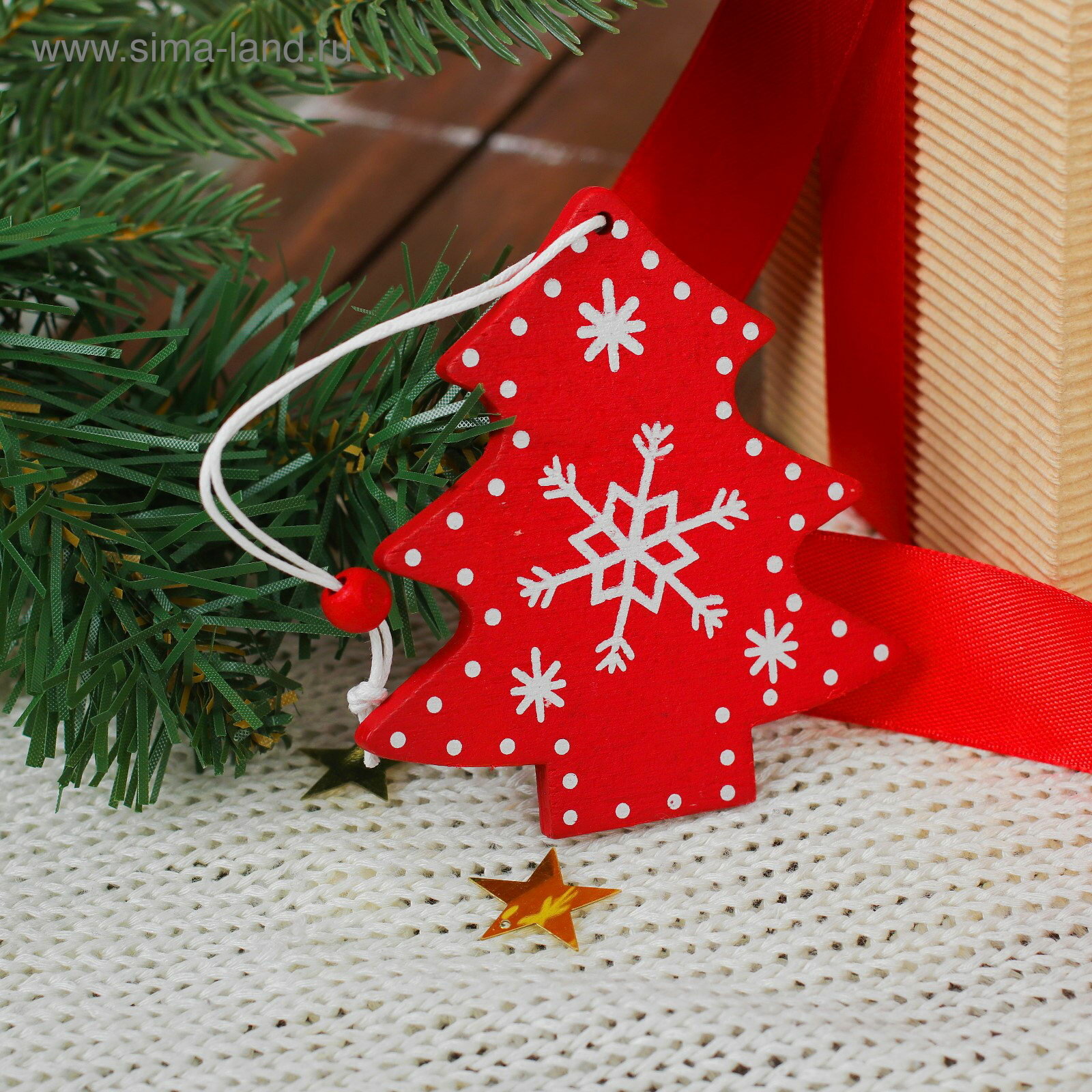 Елочная игрушка "Снежная ёлочка", цвет: красный, тематика праздника: новый год