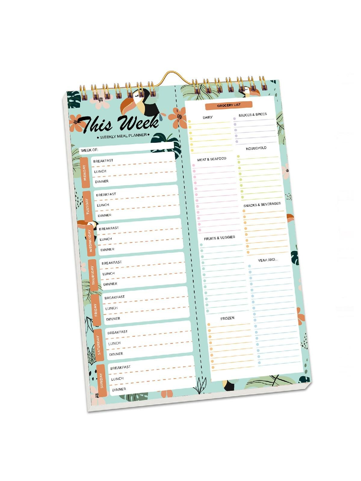 Блокнот для планирования питания со съемным настенным крючком для списков покупок