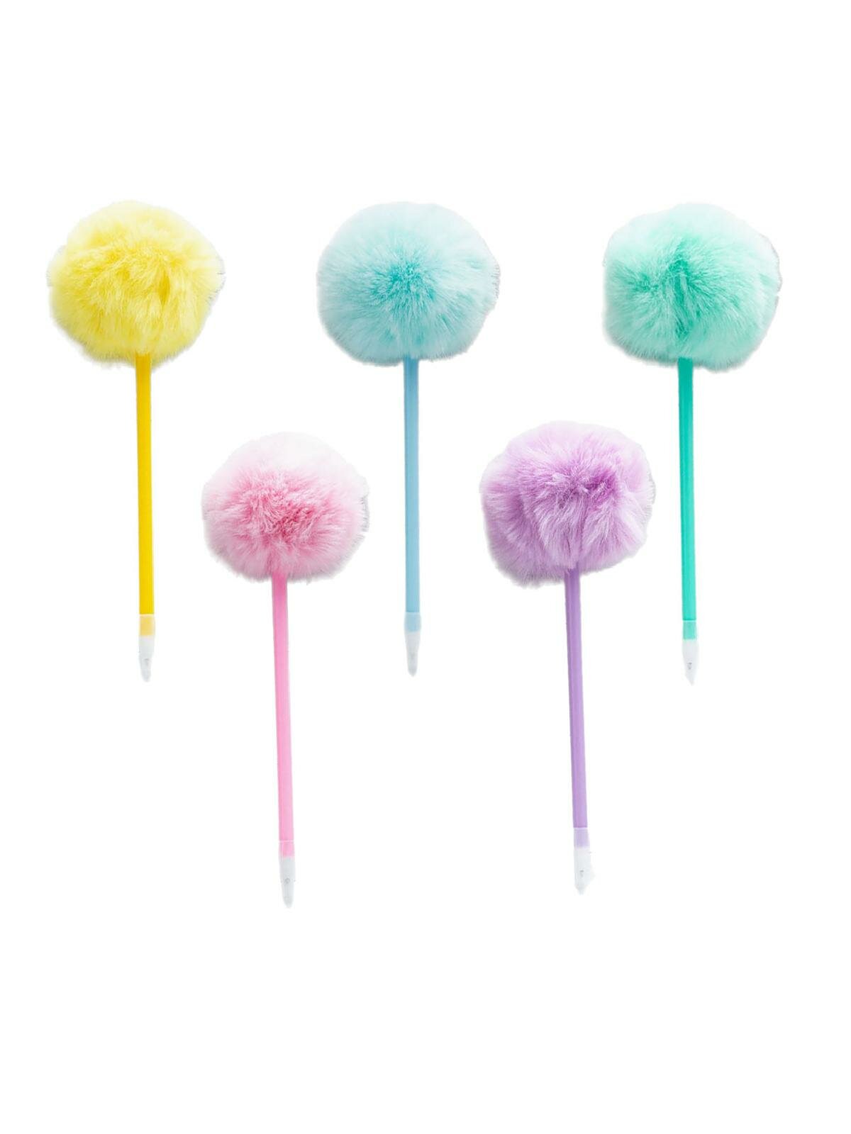 5шт Шариковая ручка с пушистым помпоном Офисные школьные принадлежности 1,0 мм Гладкая для письма