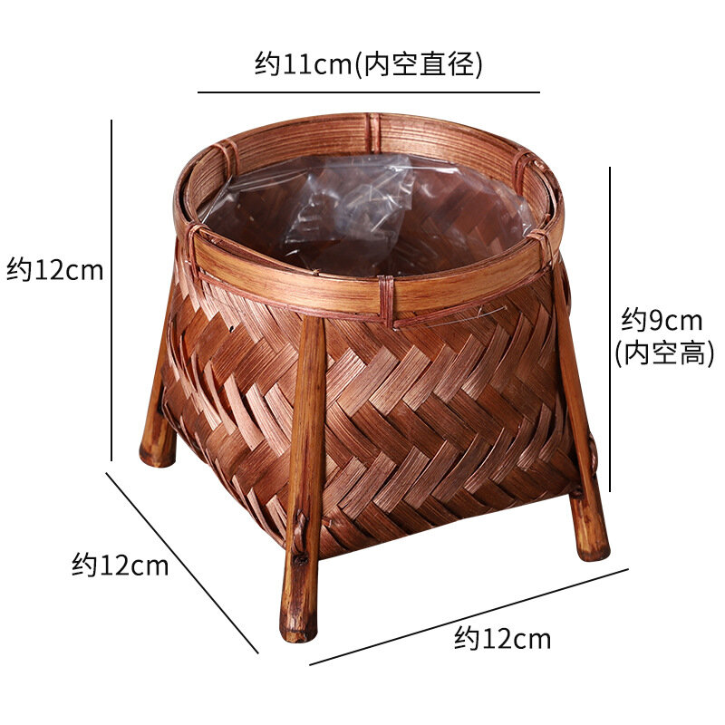 Бамбуковая плетеная настольная крышка для цветочного горшка, бамбуковые изделия, зеленая редиска, цветочная корзина, декоративная ваза, корзина для хранения, ручная работа из бамбука, бамбуковые изделия