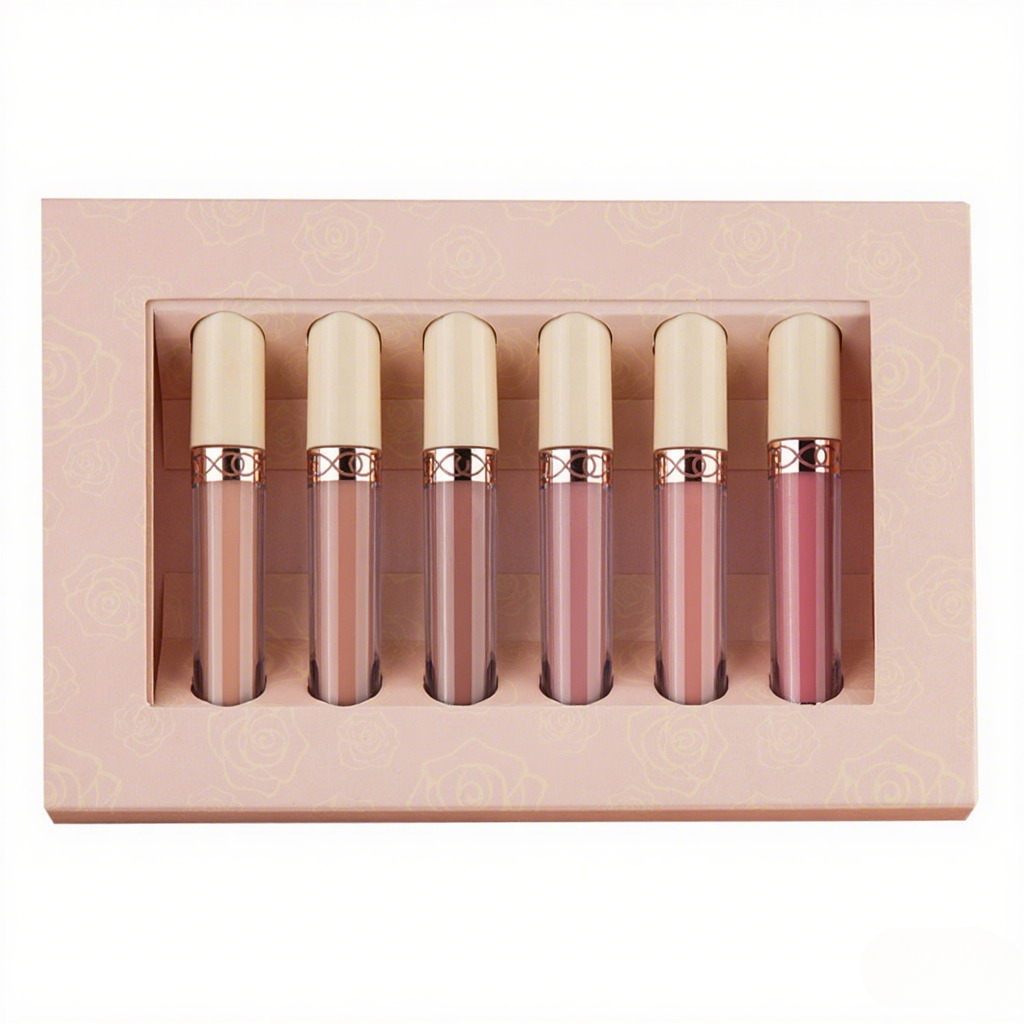 6Pcs Rose Matte Liquid Lipstick Set Waterproof Non-stick Long-lasting Lip Gloss Lip Makeup, Set A, Set B (optional), 6Pcs * 2.5ml, 115g, 173 * 114 * 22mm