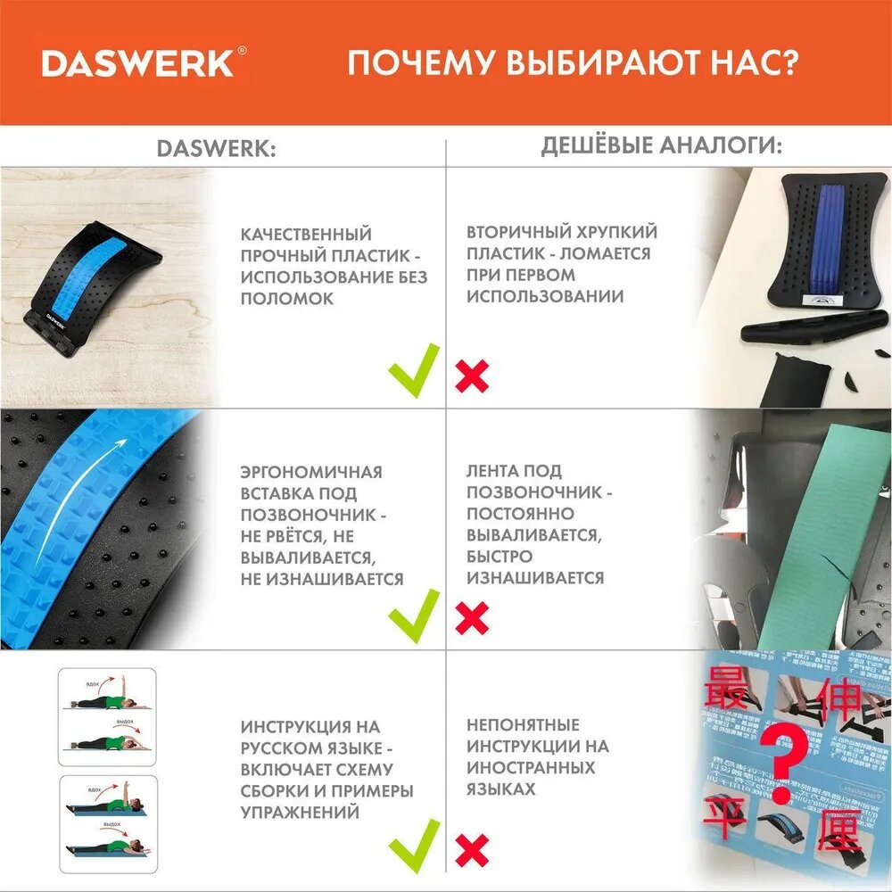Массажер для спины-мостик DASWERK – универсальный мини-тренажер для домашнего массажа спины — фото 1