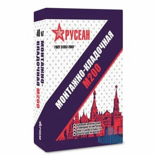 Кладочная смесь М200 Русеан, для кладки и бетонирования, морозостойкая, 40 кг
