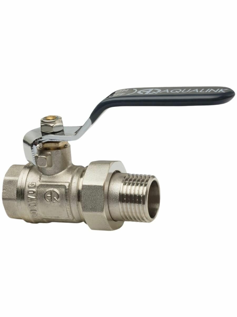Кран шаровой с американкой полнопроходной (рычаг) AQUALINK, 1"