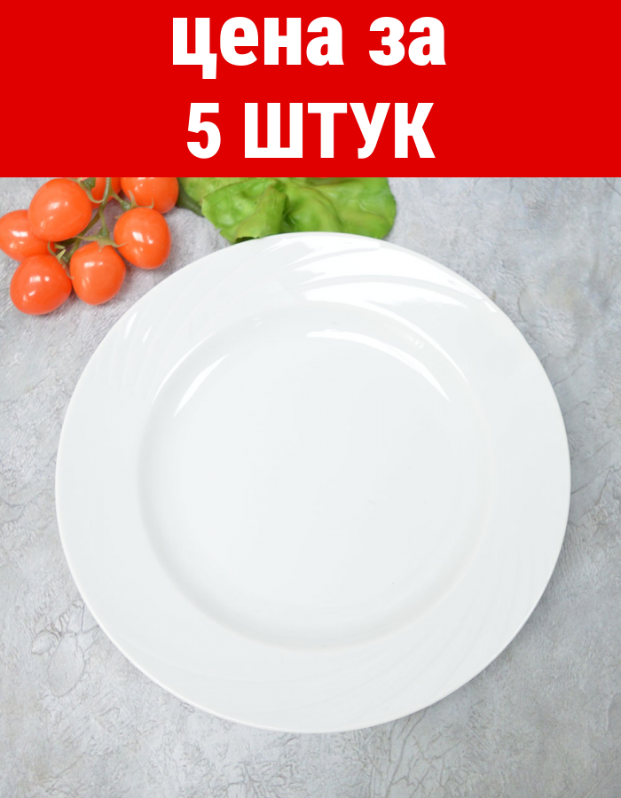 Комплект 5 шт, Тарелка 240мм мелкая форма Голубка Без деколи 0С0578
