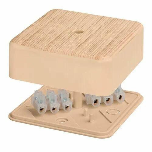 Распаячная коробка Tdm electric открытая, 75х75х28 мм, с клеммной колодкой, цвет Сосна, IP40