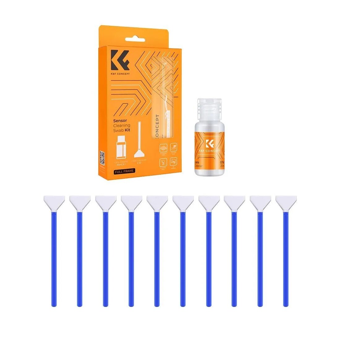 Набор для чистки полнокадровой матрицы K&F Concept SKU.1617 (10 швабр + жидкость 20 мл)