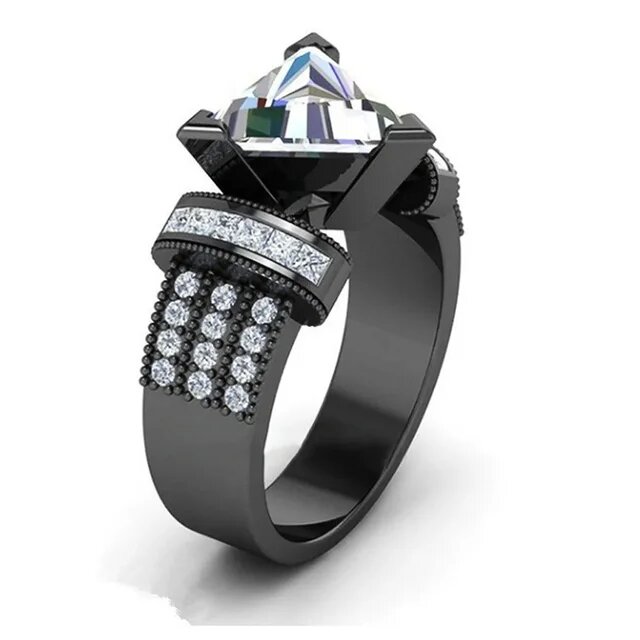 Модное кольцо LOZ с треугольным символом три силы для мужчин и женщин, модные металлические кольца черного цвета с инкрустацией кристаллами, унисекс, ювелирные изделия для вечеринок