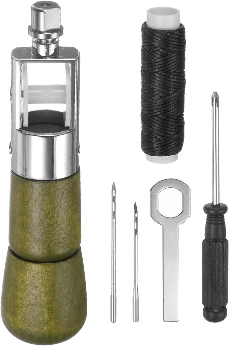 Ручная механическая швейная машинка для шитья по коже, 2 иглы. Инструмент шило для работы с кожей