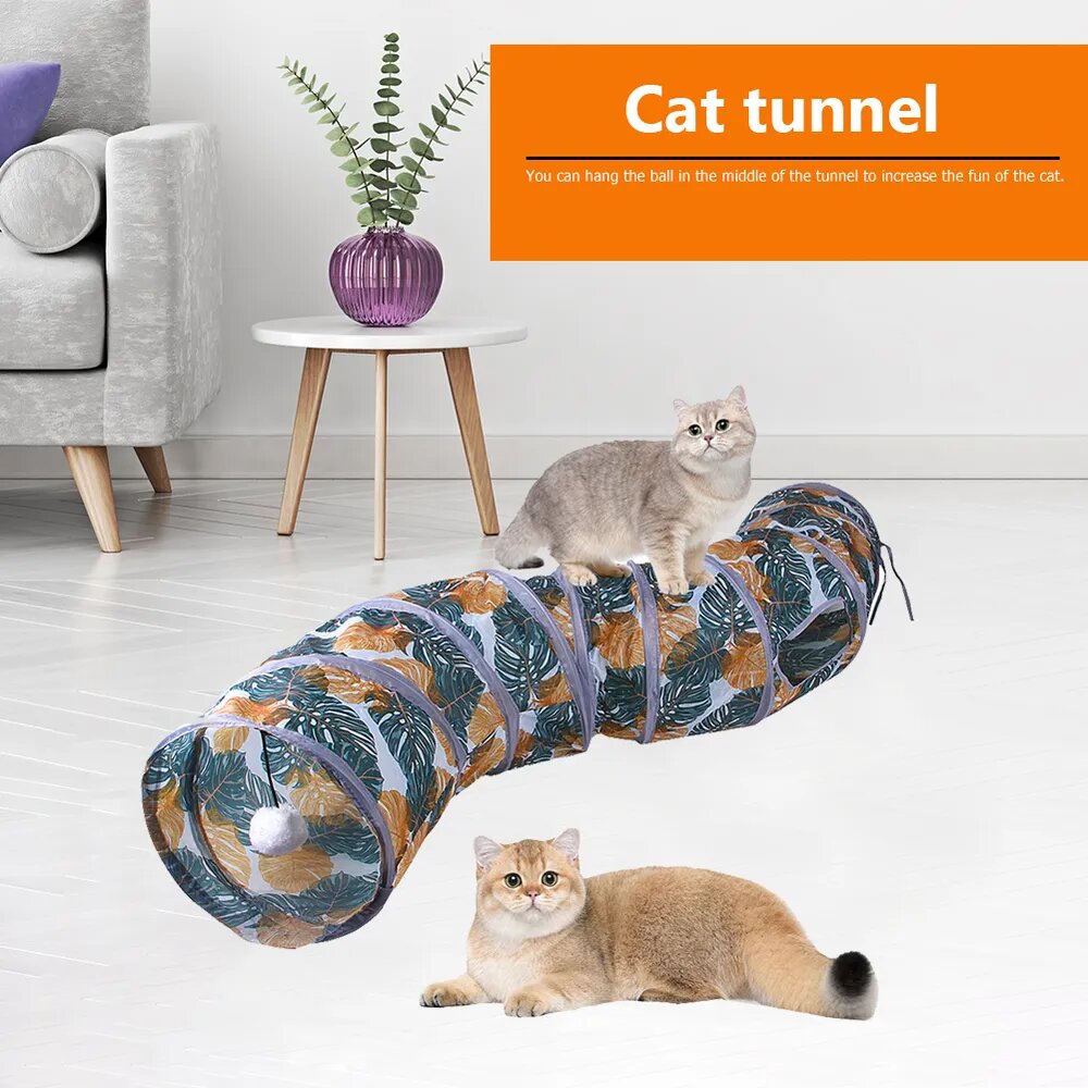 Игровой шуршащий тоннель-мешок для кошек и собак маленьких пород. . Тоннель лабиринт складной с мячиком.