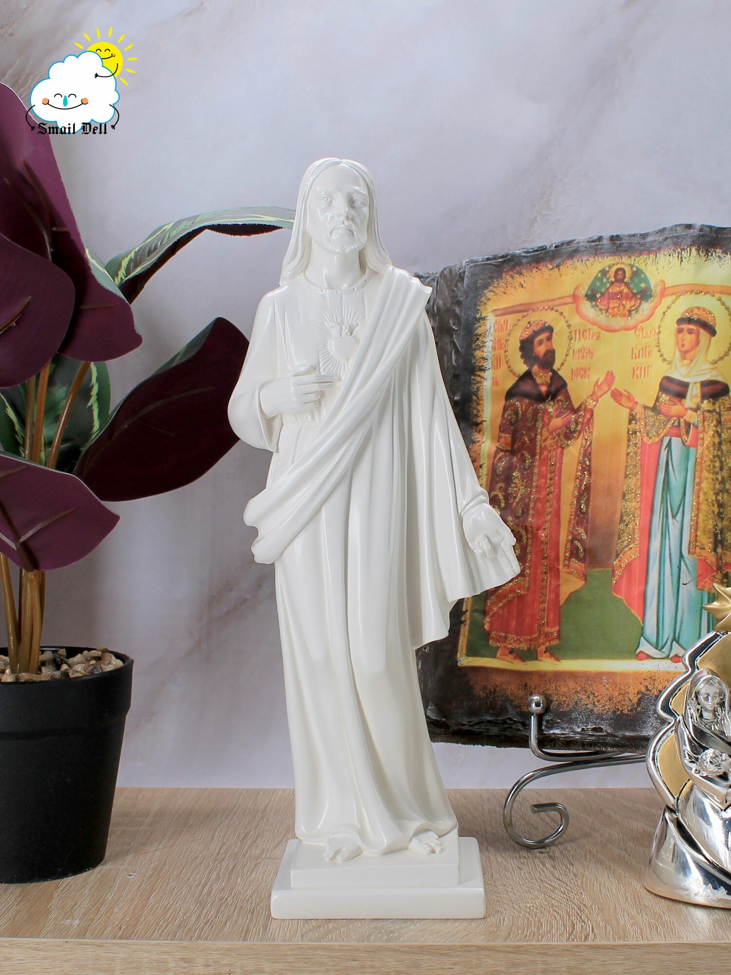 Статуэтка Иисус , гипс , 26 см , цвет белый глянцевый