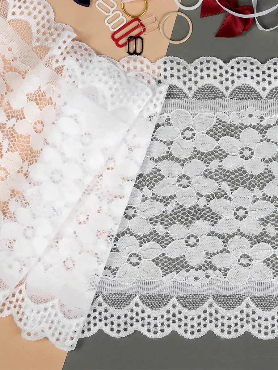 Кружево стрейч эластичное для рукоделия и шитья 180мм 2м