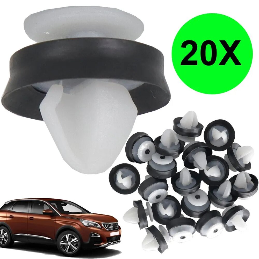 Клипса крепежная автомобильная, 15 мм, 20 шт.