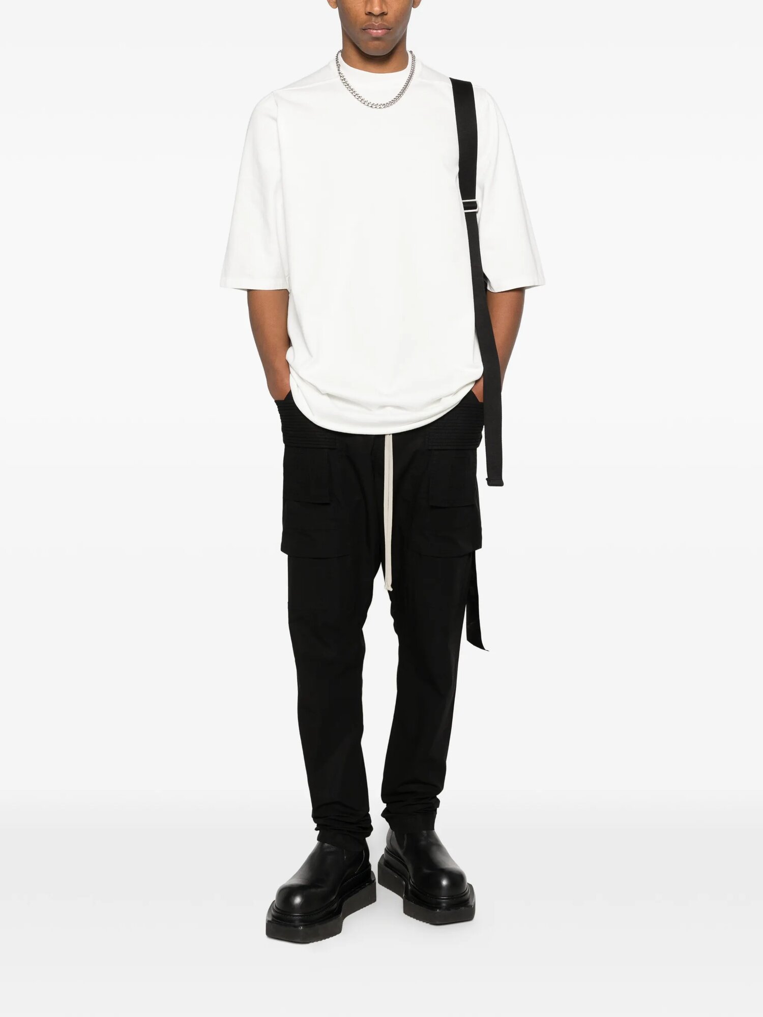 Брюки Rick Owens Drawstring cotton trousers, размер L, черный — фото 1