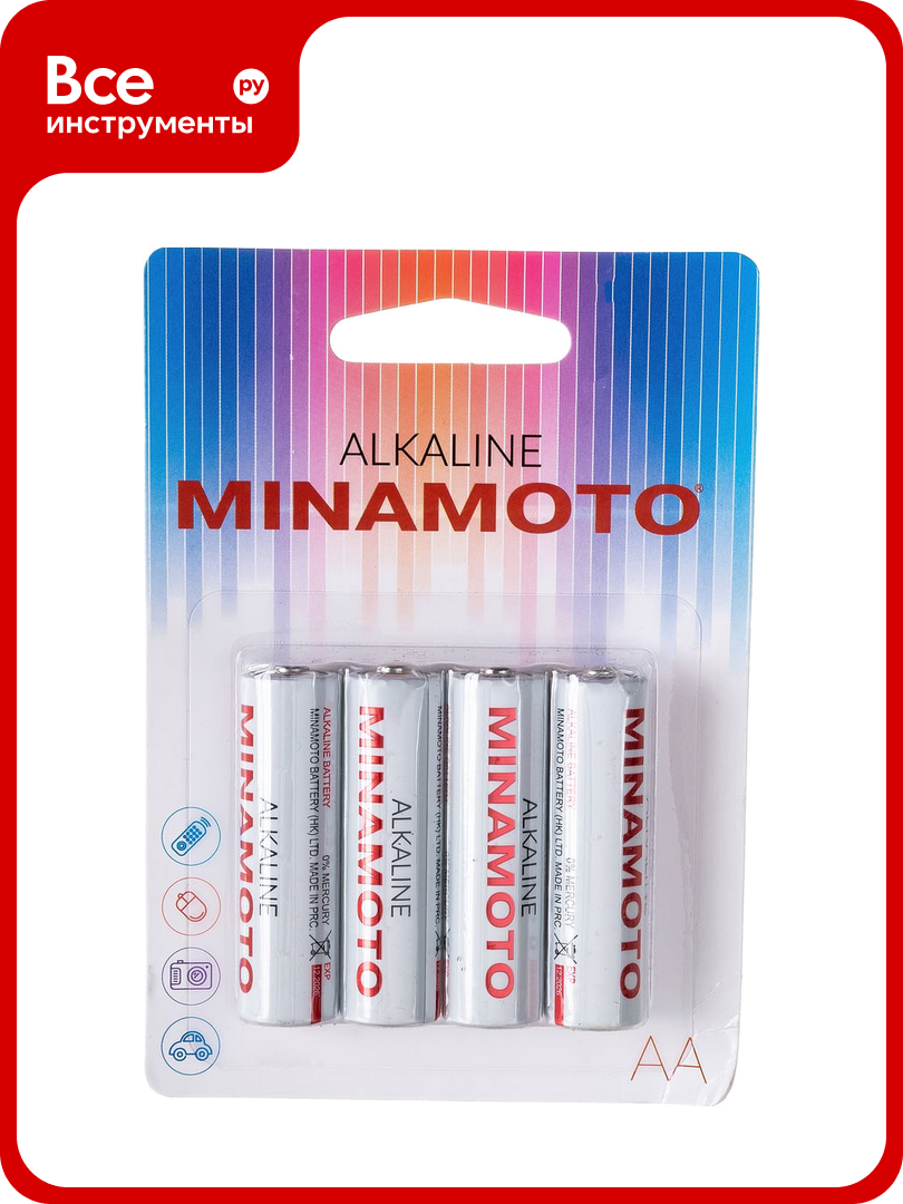 Батарейка Minamoto LR6 пальчиковая AA, щелочная алкалиновая, питание для электроники, совместима с множеством устройств
