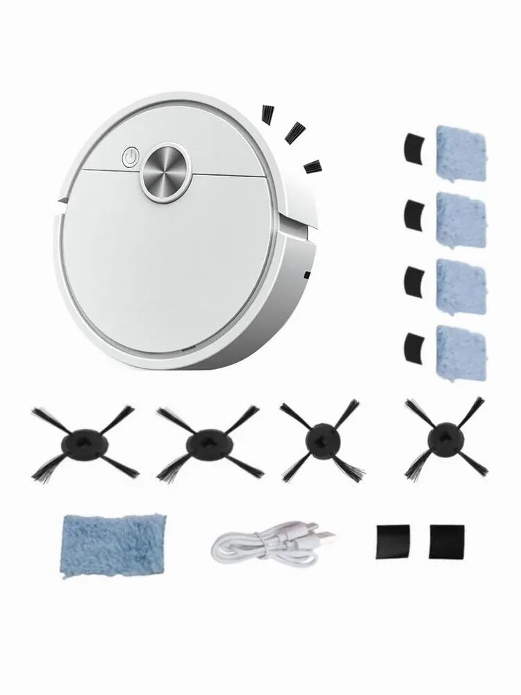 Беспроводной дизайн, интеллектуальный перезаряжаемый робот-подметальщик, робот-пылесос "три в одном", используемый для подметания и влажной уборки полов.
