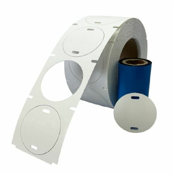 Комплект бирки кабельные У-135 круг 55 мм, 2_500шт.+риббон на втулке 25,4 мм. Маркерпром TAG-T-Y135-Standart, mpr01020