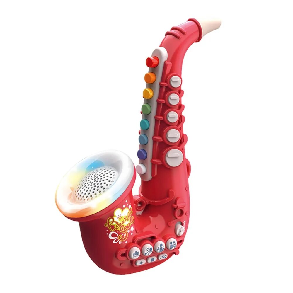 Детская игрушка-саксофон, имитация музыкального инструмента, красный, с подсветкой