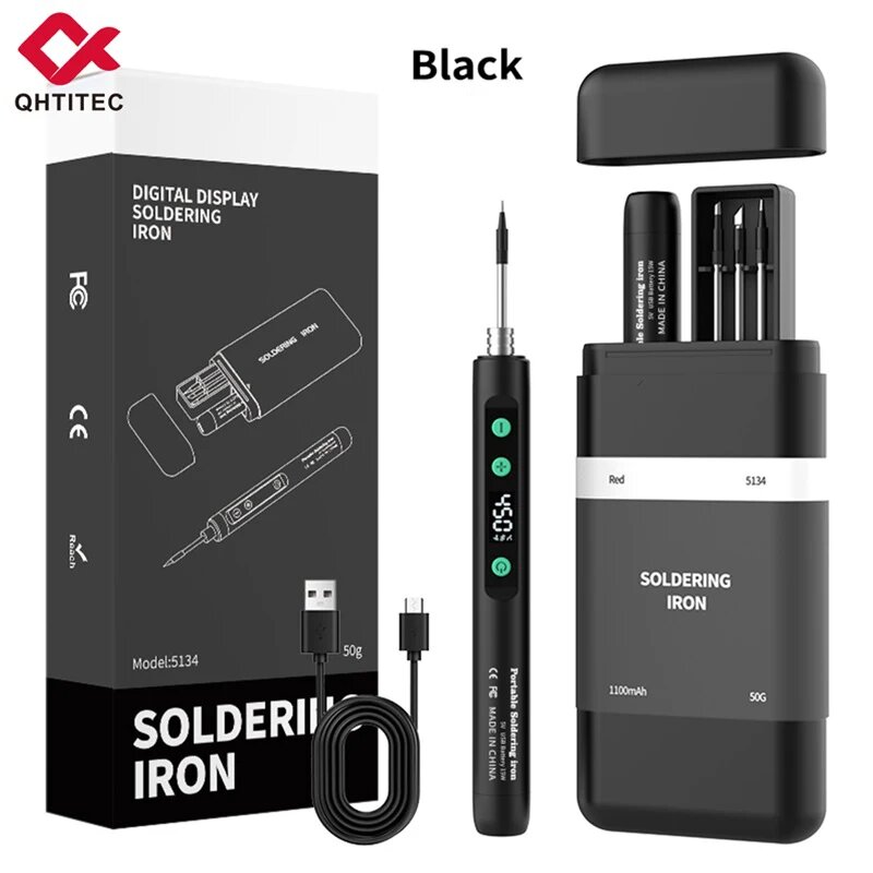USB паяльник QHTITEC S134, черный, 15 Вт