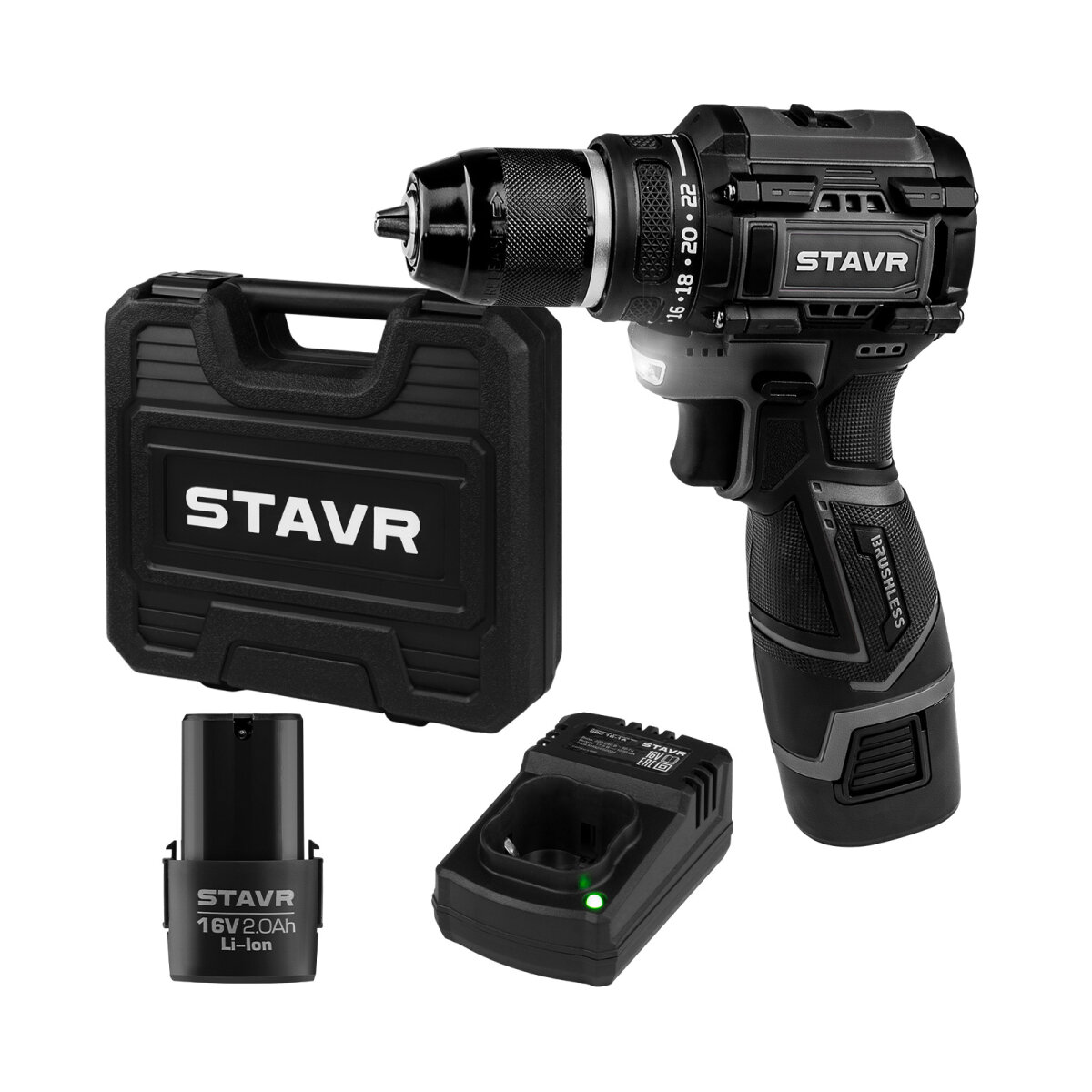 Дрель-шуруповерт аккумуляторная SDD 16BL-2K Stavr 9020100413