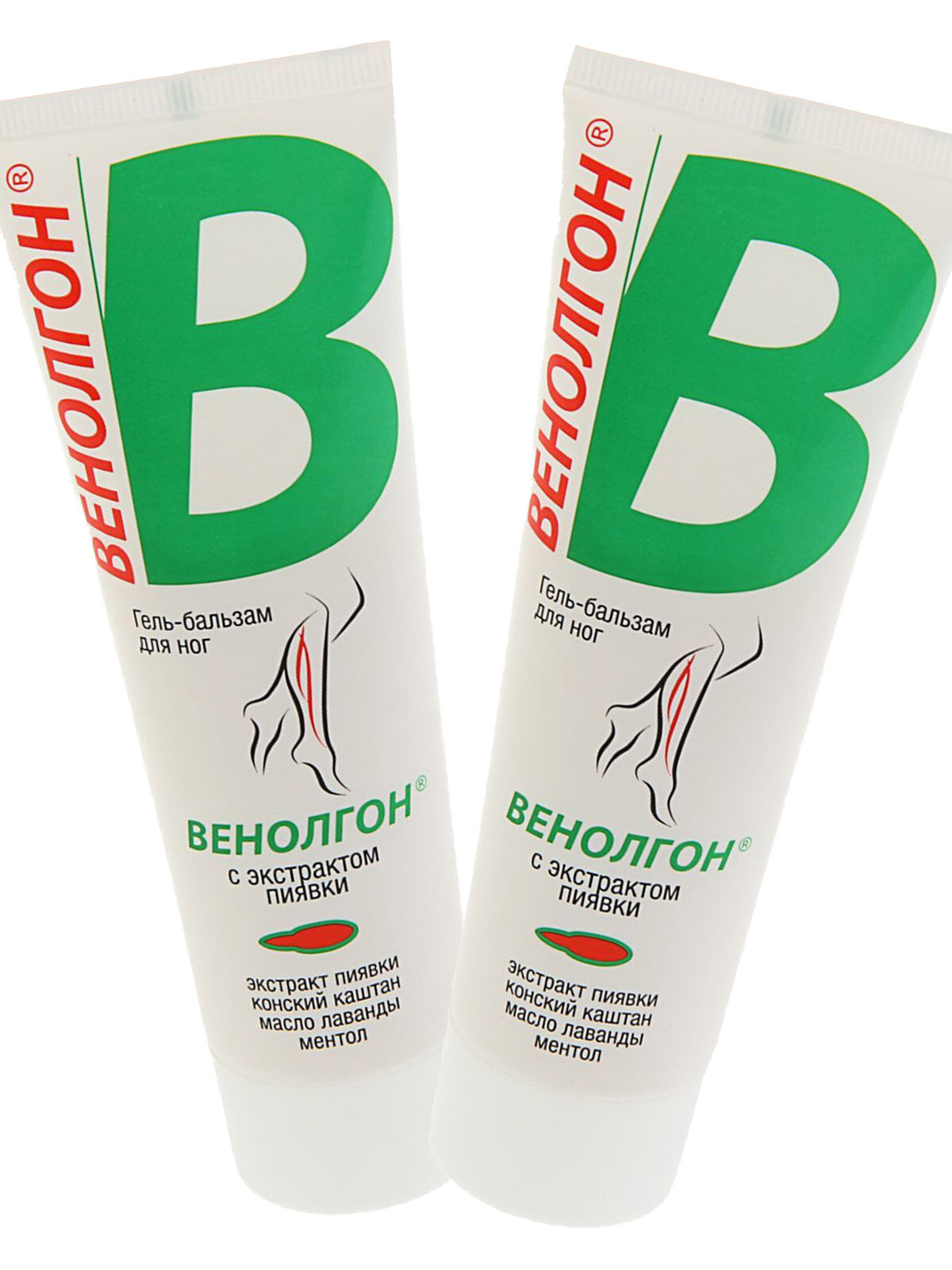 Гель-бальзам Венолгон с экстрактом пиявки, для снятия усталости ног, 75 мл х 2 шт