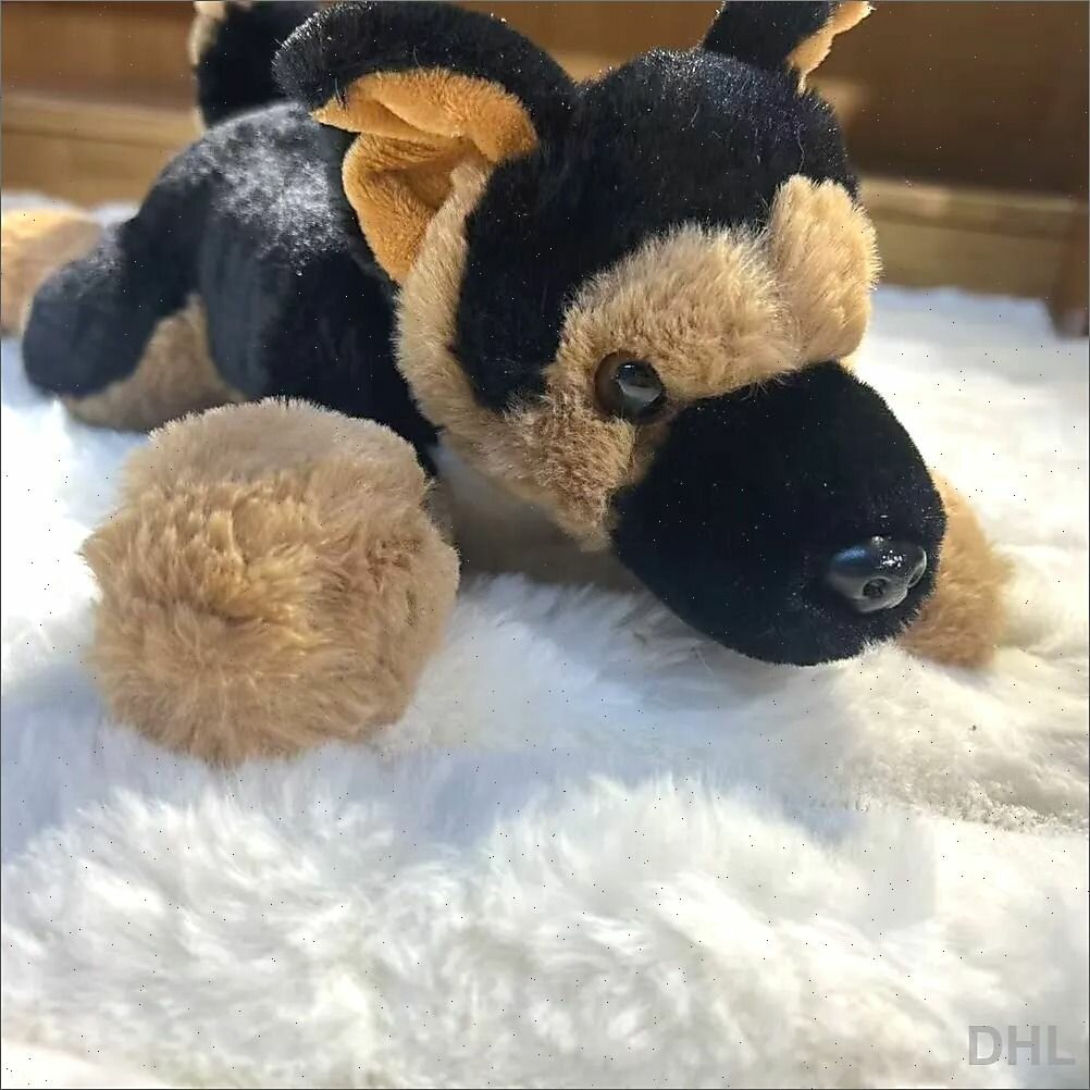 Мягкая игрушка Немецкая овчарка, длина 40 см, реалистичный дизайн