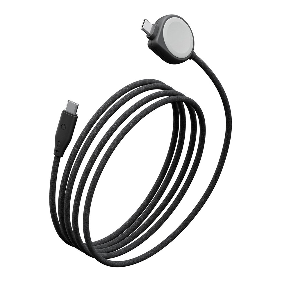 Кабель Energea FLOW Duo Watch, USB-C to USB-C + зарядка для Apple Watch, PD60W/480Mbps, черный (1.5 м)