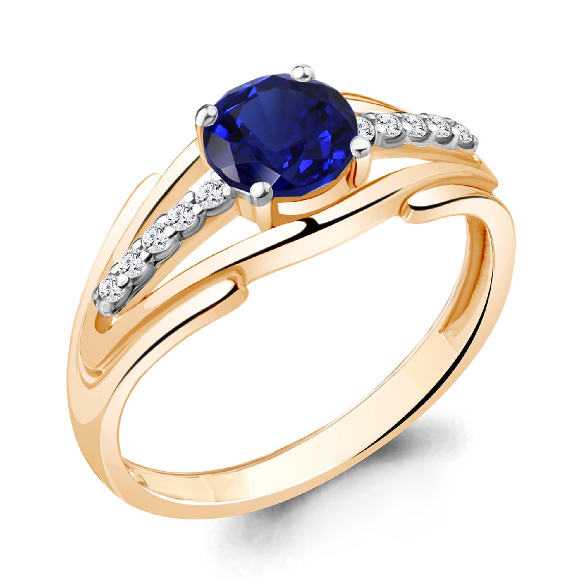 Кольцо, серебро, 925 проба, золочение, фианит