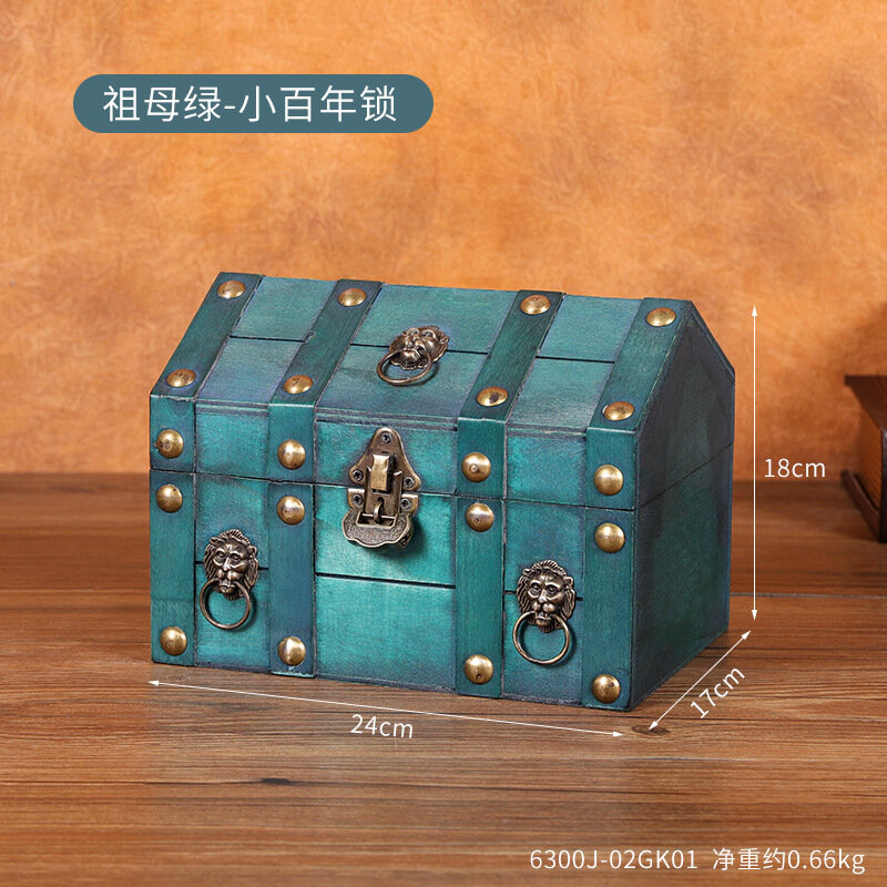 Новый винтажный деревянный ящик для хранения, настольная шкатулка для украшений с замком, креативный сундук с сокровищами, коллекционный ящик, декоративный ящик.