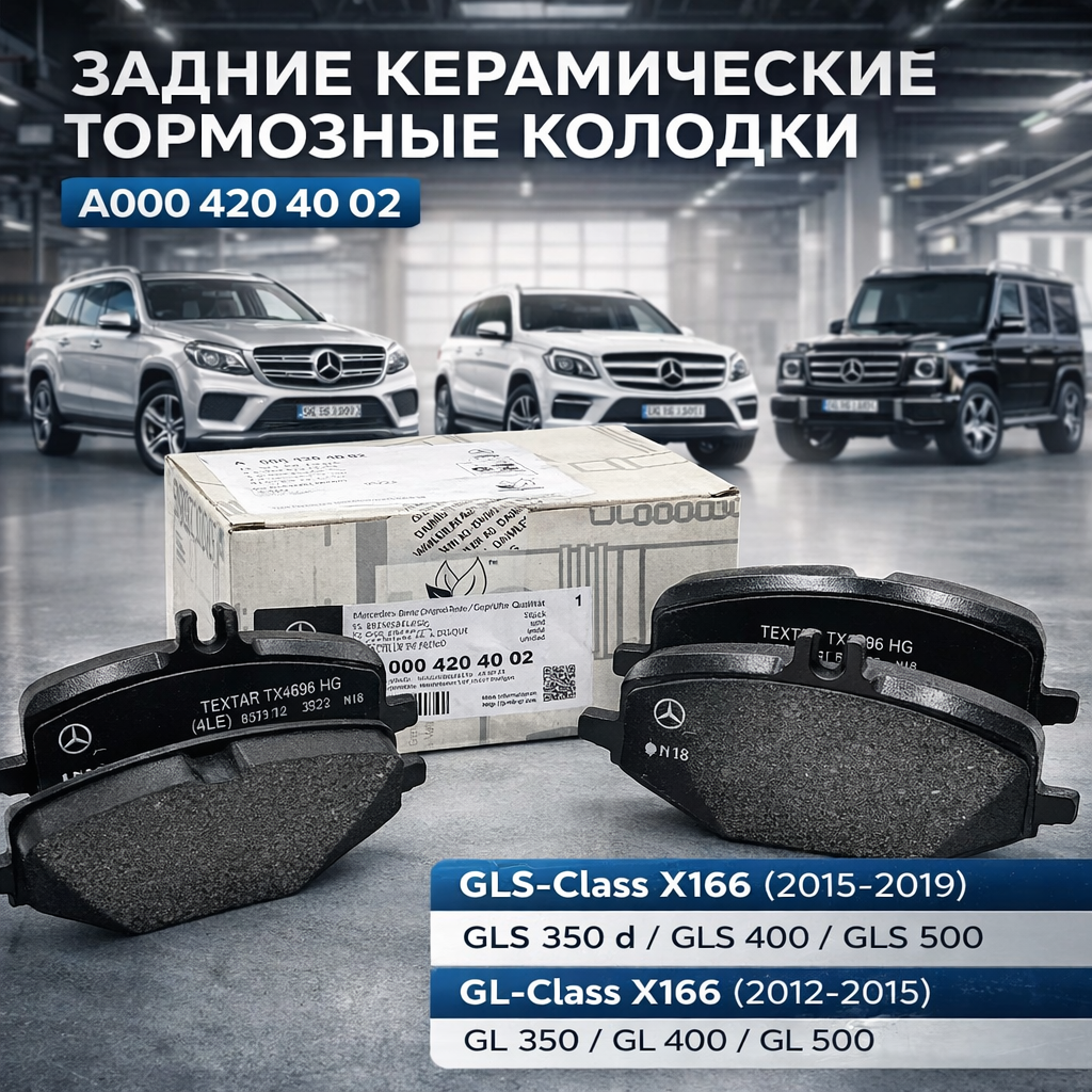 Колодки тормозные задние керамические A0004204002 для Mercedes-Benz GLS-Class