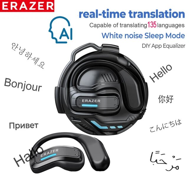 Наушники ERAZER X8 AI Translation, игровые беспроводные наушники Bluetooth 5.4, низкая задержка, звонки высокой четкости, наушники с микрофоном, водонепроницаемые
