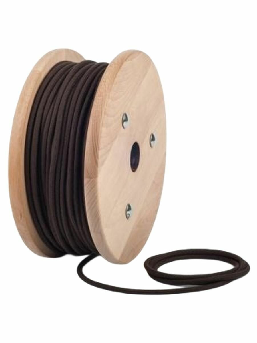 Электрический ретро провод круглый в тканевой оплетке 2х1,5, коричневый, 1м