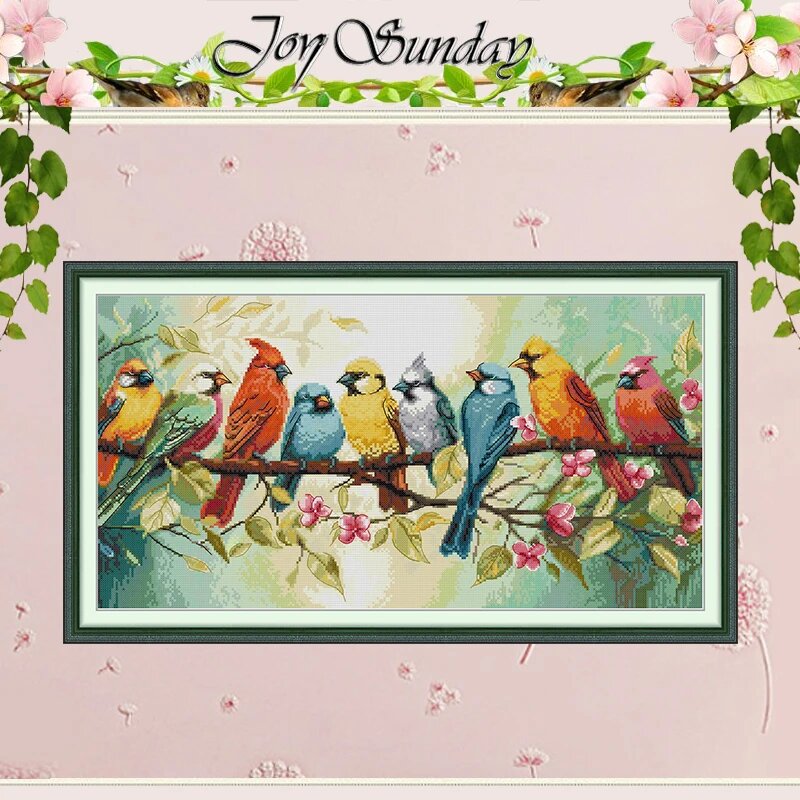 Набор для вышивки крестом Joy Sunday "Песнь птиц" 16CT blank canvas