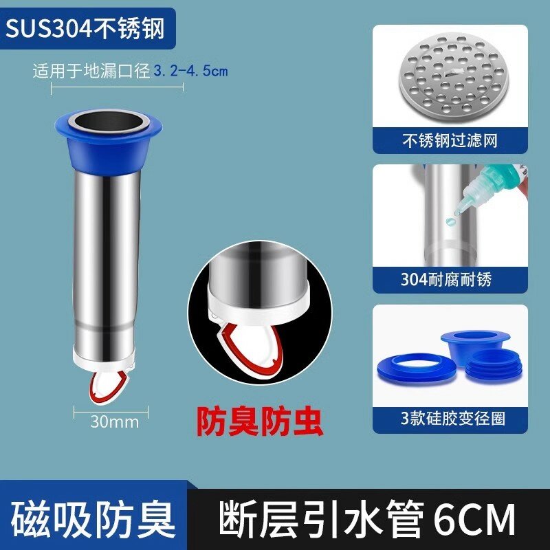 Антизапаховый напольный слив с удлиненным внутренним элементом и сегментированной удлинительной трубой, антизапаховое устройство для канализации, универсальная фильтрующая крышка для ванной комнаты.