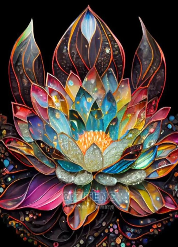 Алмазная живопись QIZITENG Хризантема Роза Бабочка 30x40cm Round, RT-1259