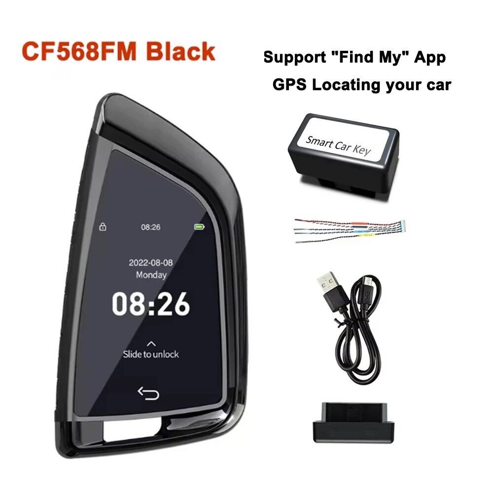 Смарт-ключ CF568FM Black с ЖК-дисплеем для BMW, Benz, Audi