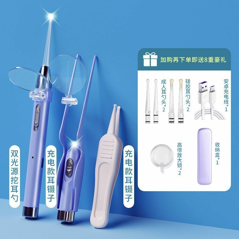 Инструмент для чистки ушей для детей, ушная ложка с подсветкой и мягким наконечником, средство для удаления ушной серы у младенцев, специализированные пинцеты для визуальной чистки ушей.