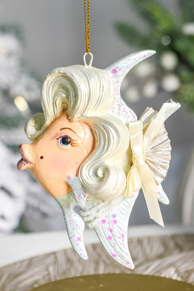 Елочная игрушка блондинка из океана в белом, полистоун, 14 см, Гудвилл (Goodwill) B90208-1