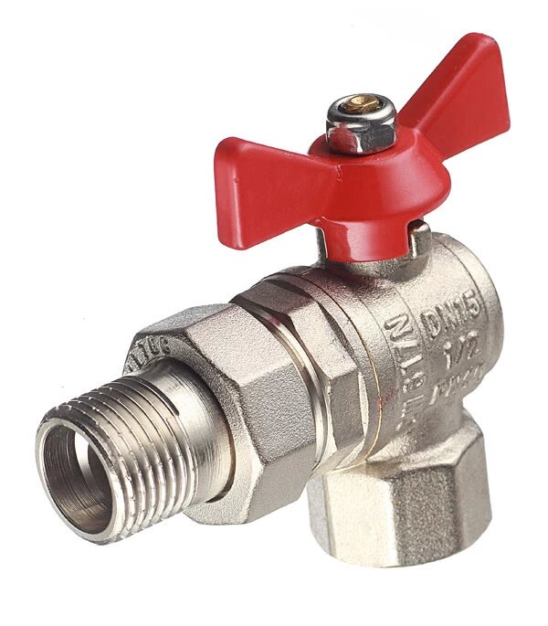 Кран шаровой латунный Valtec Base 1/2 ВР(г) х 1/2 НР(ш) бабочка с полусгоном угловой (VT.228. N.04) Valtec VT.228. N.04